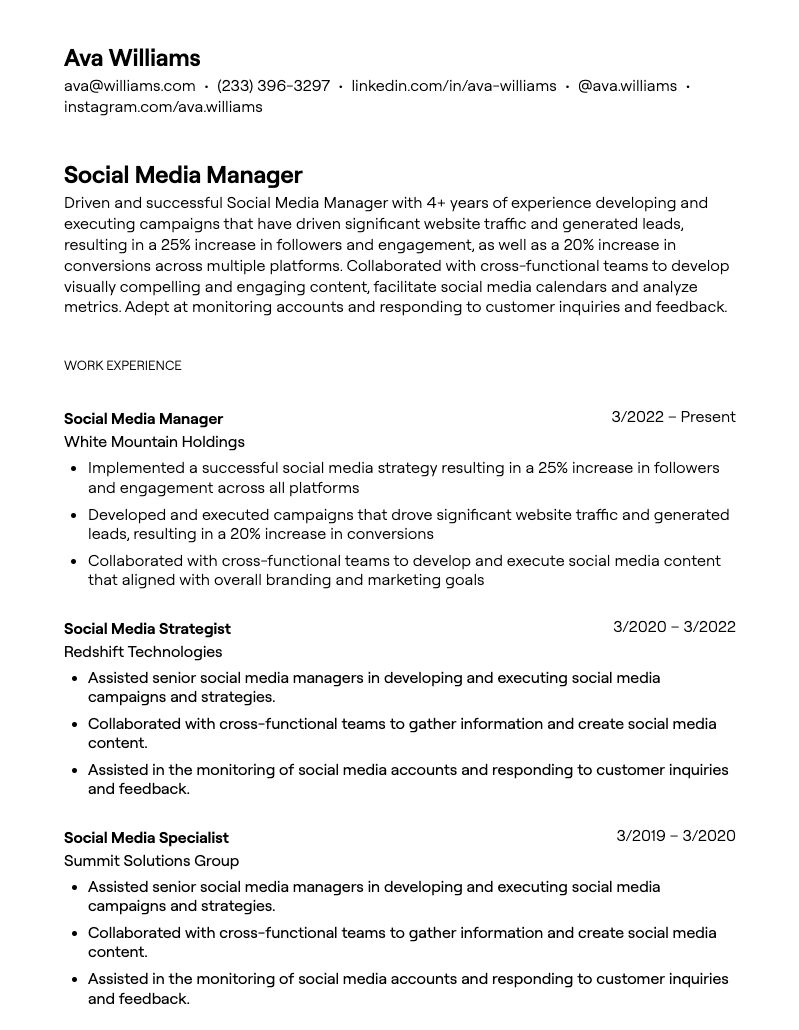 9 Community Manager Resume Examples with Free Templates 